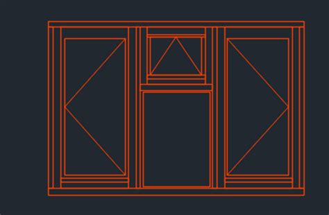 Triple Panel Window Elevation Dwg Format Thousands Of Free Autocad
