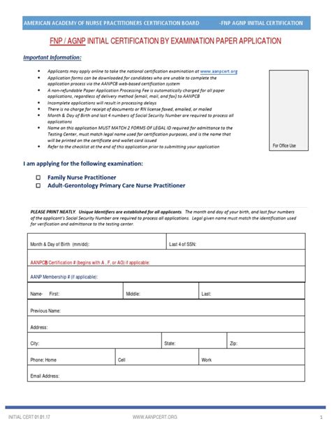 Application For Aanp Certification Exam Pdf Nurse Practitioner