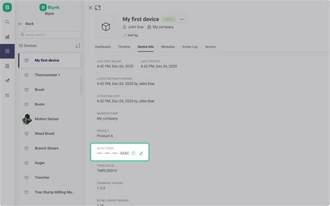Static Authtoken Blynk Documentation