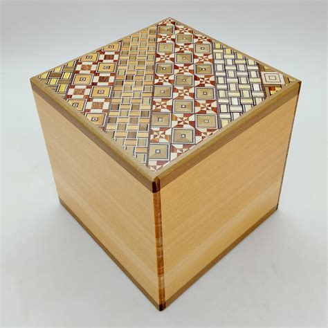 14 Steps Yosegi Natural Wood 4 Sun Cube Japanese Puzzle Box Himitsu Bako Oka Craft Japan