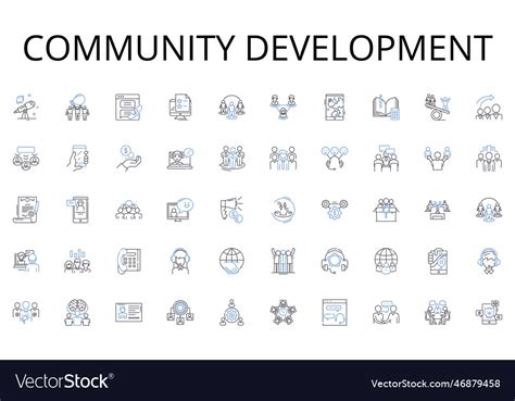Community Development Line Icons Collection Vector Image