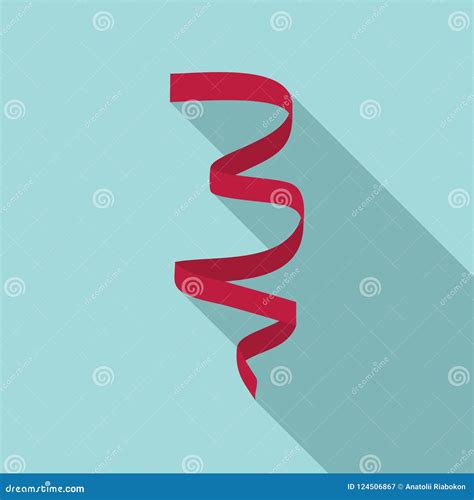 Red Curl Ribbon Icon Flat Style Stock Illustration Illustration Of Anniversary Birthday