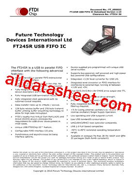 FT245RL 2000 Datasheet PDF Future Technology Devices International Ltd