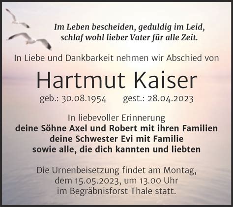 traueranzeigen von hartmut kaiser abschied nehmen de