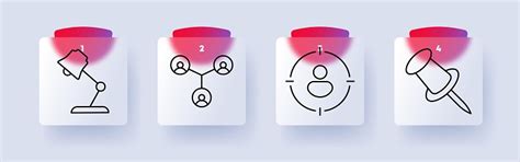 네트워킹 세트 아이콘입니다 책상 램프 사회적 연결 대상자 푸시 핀 통신 팀워크 초점 협동 사무실 조직 지도 계획 Online Community 네트워킹 경영자에 대한 스톡