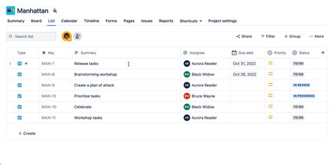 Create And Edit Issues From The List View Jira Work Management Cloud