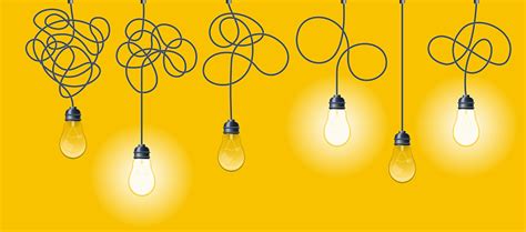 장식 디자인 전구 세트 지저분한 선과 전구 윤곽선 램프가있는 아이디어 개념 낙서가 매듭과 조명기로 얽힌 코드 0명에 대한 스톡