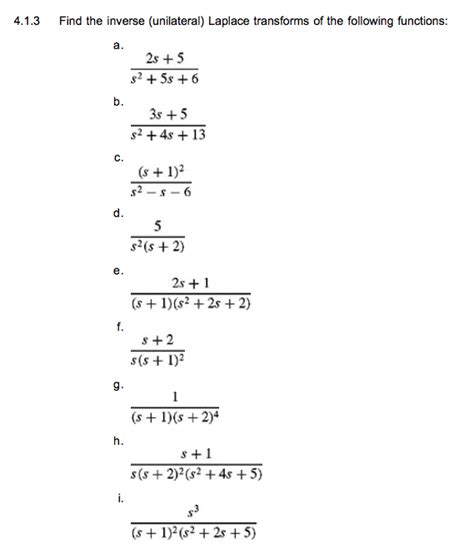 Solved Find The Inverse Unilateral Laplace Transforms Of