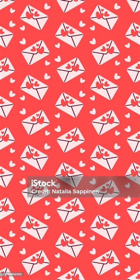 매력적인 연애 편지 패턴 코랄 레드 발렌타인 데이 완벽 한 패턴 수직 소셜 미디어 스토리 릴 디자인 요소 2 월 14 일 및 기념일에 하트 세로 포스터 0명에 대한 스톡