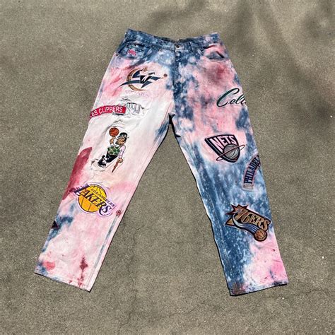 Extremely Rare Nba Logo Jeans Nba Bleached Depop