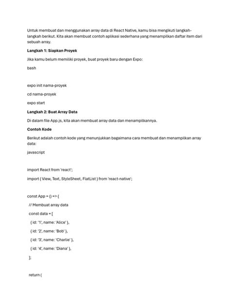 React Native 4 Array Data Pdf