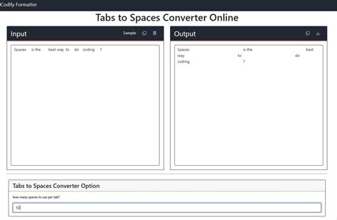 tabs to spaces converter codifyformatter