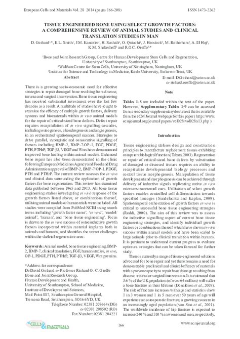 pdf tissue engineered bone using select growth factors a