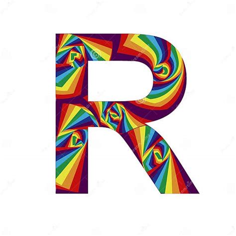 Ilustración Con La Letra R En Estilo Abstracto Y Colores Arcoiris Stock De Ilustración