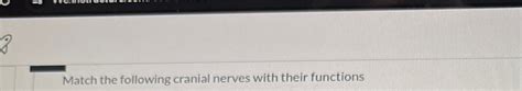 Solved Match The Following Cranial Nerves With Their Chegg Com