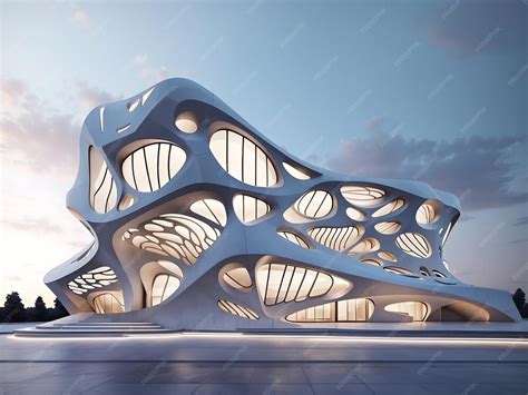 Premium Ai Image Futuristic Concrete Architecture Design Building Exterior With Parametric