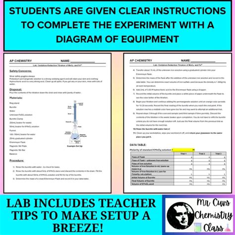 Ap Chemistry Experimental Analysis Oxidation Reduction Redox Titration Lab