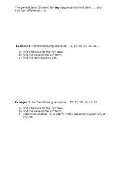 Arithmetic Sequences Investigation By Rdebro42 TPT