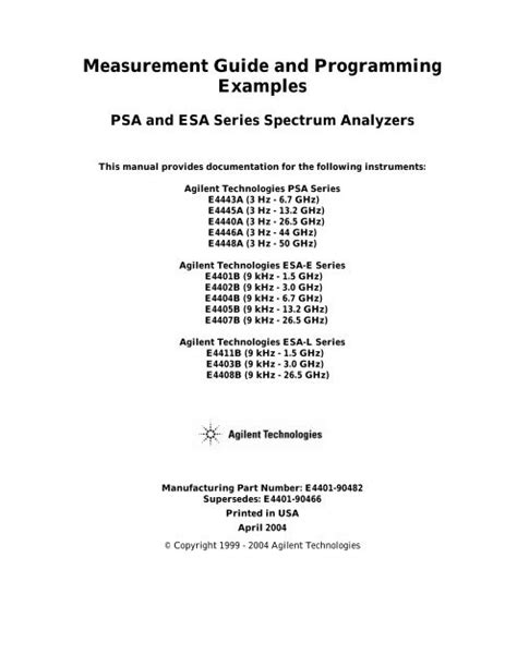 Measurement Guide And Programming Examples Agilent Technologies