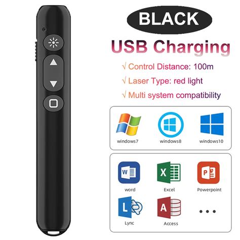 Clicker For Powerpoint Presentation Pointer With Laser USB Wireless Rechargeable Presenter