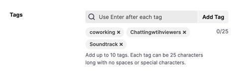 Adding Tags To Your Stream