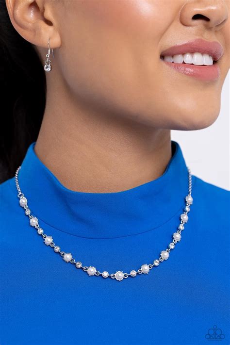 Paparazzi Necklace ~ Pronged Passion White Paparazzi Jewelry Online Store