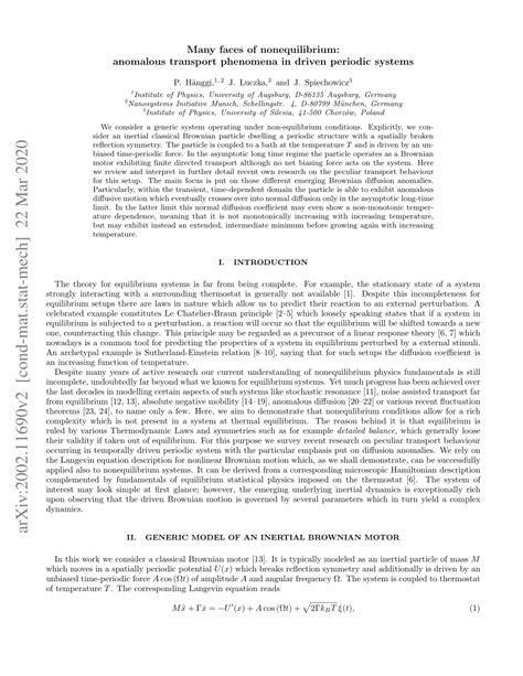 Pdf Many Faces Of Nonequilibrium Anomalous Transport Phenomena In