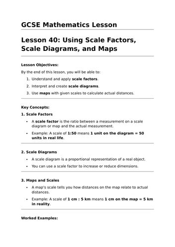 Scale Factors Diagrams And Maps Gcse Maths Lesson Teaching Resources