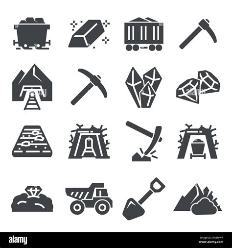 Coal Mining Factory Industry Icons Set Style Stock Vector Stock Vector