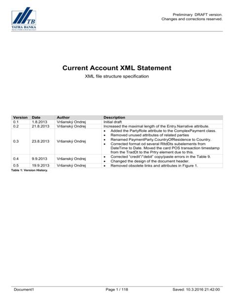 Current Account Xml Statement