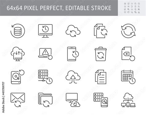 Backup Line Icons Vector Illustration With Minimal Icon Recovery Data Laptop System Crash
