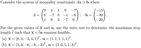 Solved Consider The System Of Inequality Constraints Ax≥b