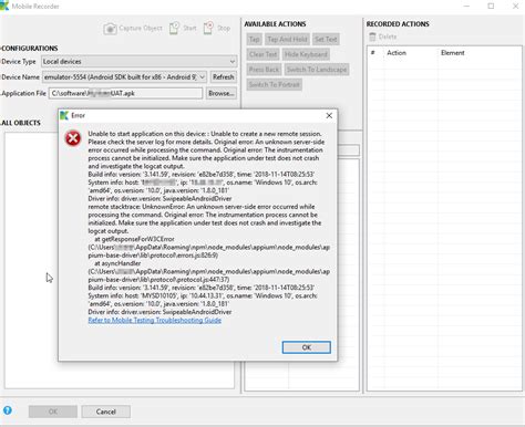 Unable To Start Application On This Deviceunable To Create A New Remote Session Error Occurs