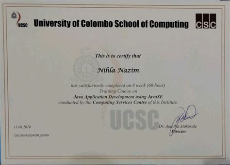 nihla nazim on linkedin javase oop mysql ucsc learningjourney techskills