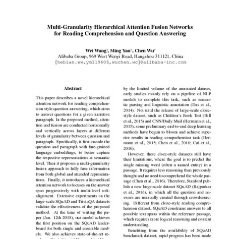 Multi Granularity Hierarchical Attention Fusion Networks For Reading