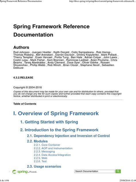 Spring Framework Reference Documentation Pdf Pdf Spring Framework Enterprise Java Beans