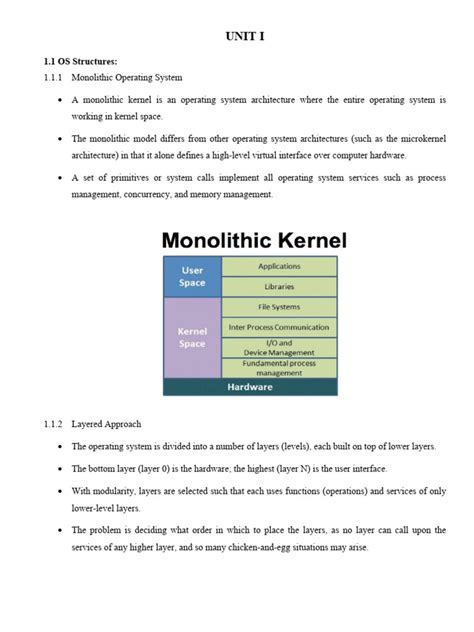 Unit I 11 Os Structures Pdf Scheduling Computing Thread
