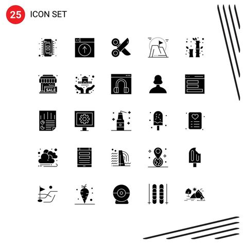 25 User Interface Solid Glyph Pack Of Modern Signs And Symbols Of Mission Flag Application