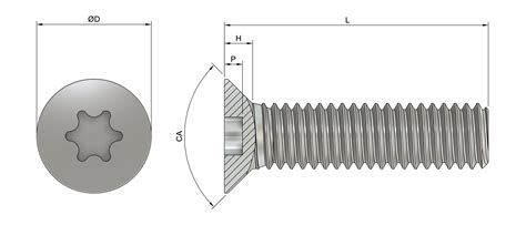M2 5 X 4mm T8 Torx Countersunk Screws Iso 14581 Anu Lok 180
