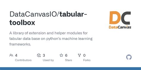 Github Datacanvasio Tabular Toolbox A Library Of Extension And Helper Modules For Tabular