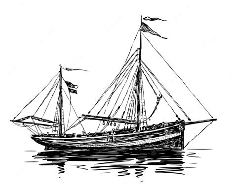 Dessin à La Main Dun Vieux Voilier Vecteur Premium