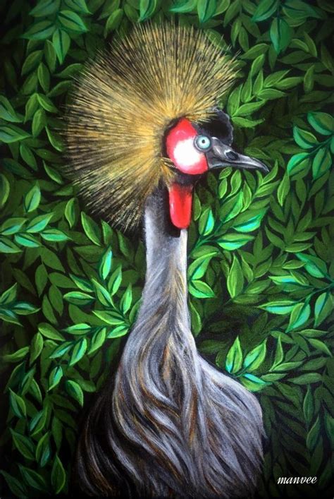 Black Crowned Crane By Artist Manvee Singh Image Prints Mojarto