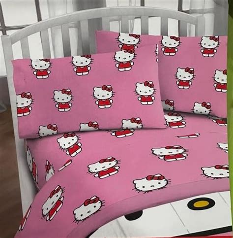 Jay Franco Hello Kitty Full Size Sheet Set Super Soft 4 Piece Stars And Hearts