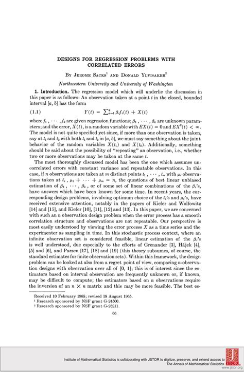 Pdf Designs For Regression Problems With Correlated Errors