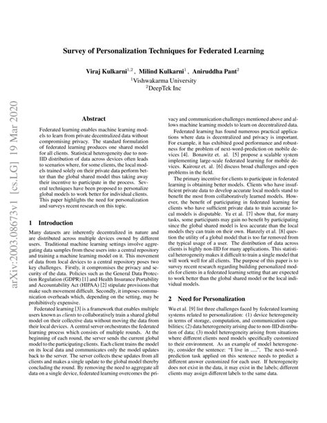 survey of personalization techniques for federated learning deepai