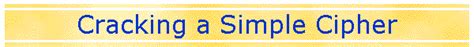 Cracking A Simple Cipher