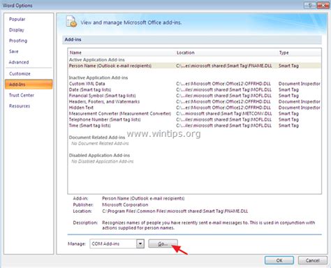 How To Manage And Disable Add Ins In Office 2016 2013 2010 2007 2003 WinTips Org
