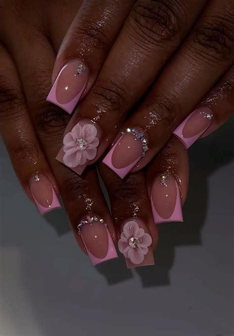 Adorable Short Birthday Nail Designs Pink Brown And 3d Flowers In 2025