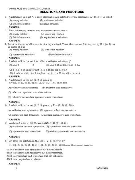 2nd Pu Mathematics Mcqs Passing Package Pdf Abstract Algebra Mathematical Logic