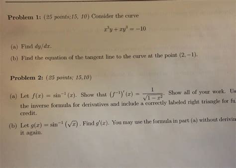 solved problem 1 25 points 15 10 consider the curve y